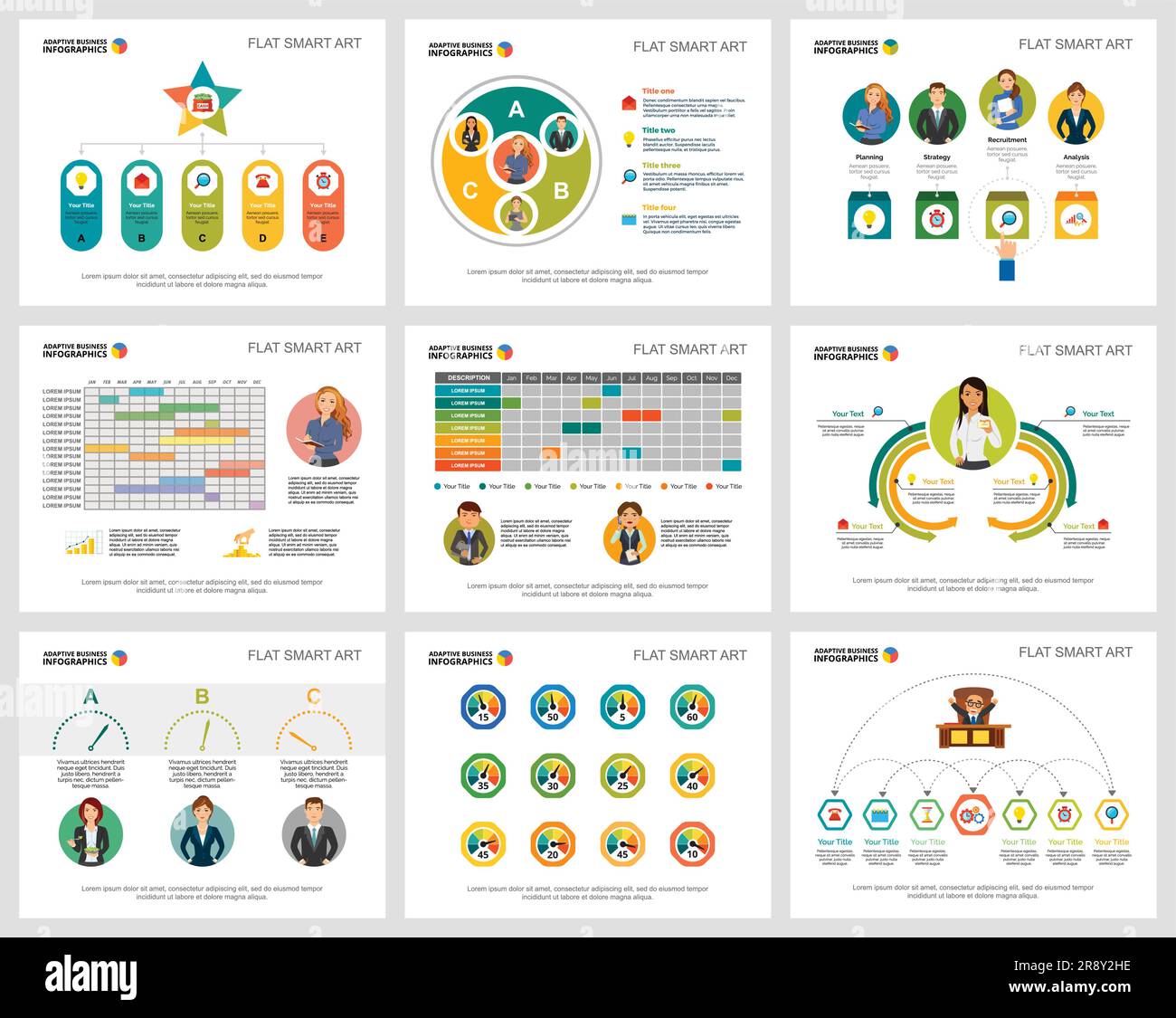 Colorful planning or management concept infographic charts set Stock ...