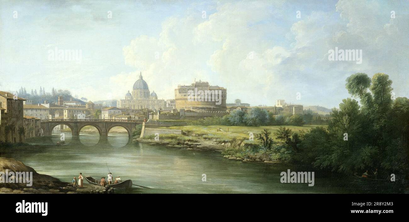 View of the Castel Sant'Angelo in Rome, 1750-1800 Stock Photo - Alamy