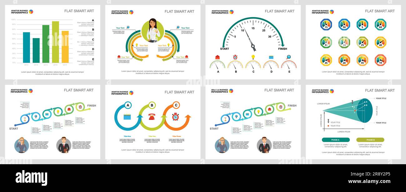 Colorful planning or strategy concept infographic charts set Stock ...