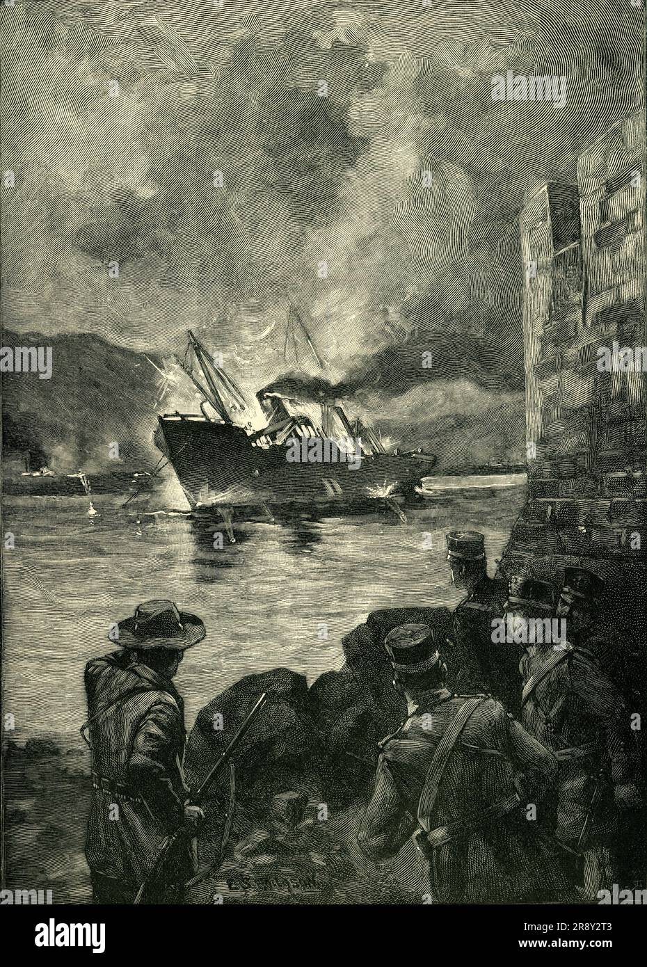 'The Spanish-American War: The Sinking of the Merrimac', 1898, (c1900 ...