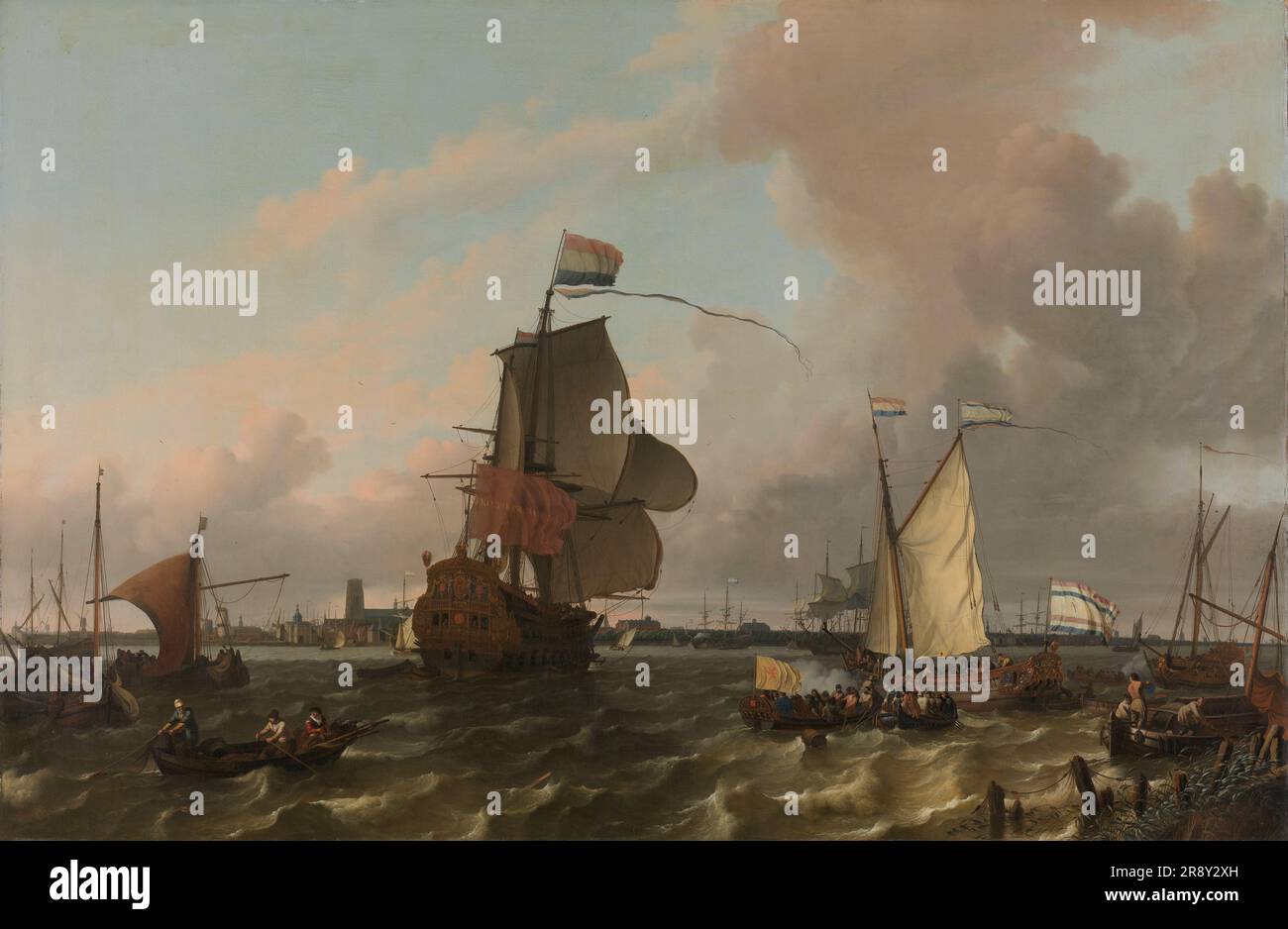 The Man-of-War Brielle on the River Maas off Rotterdam, 1689. Other ...