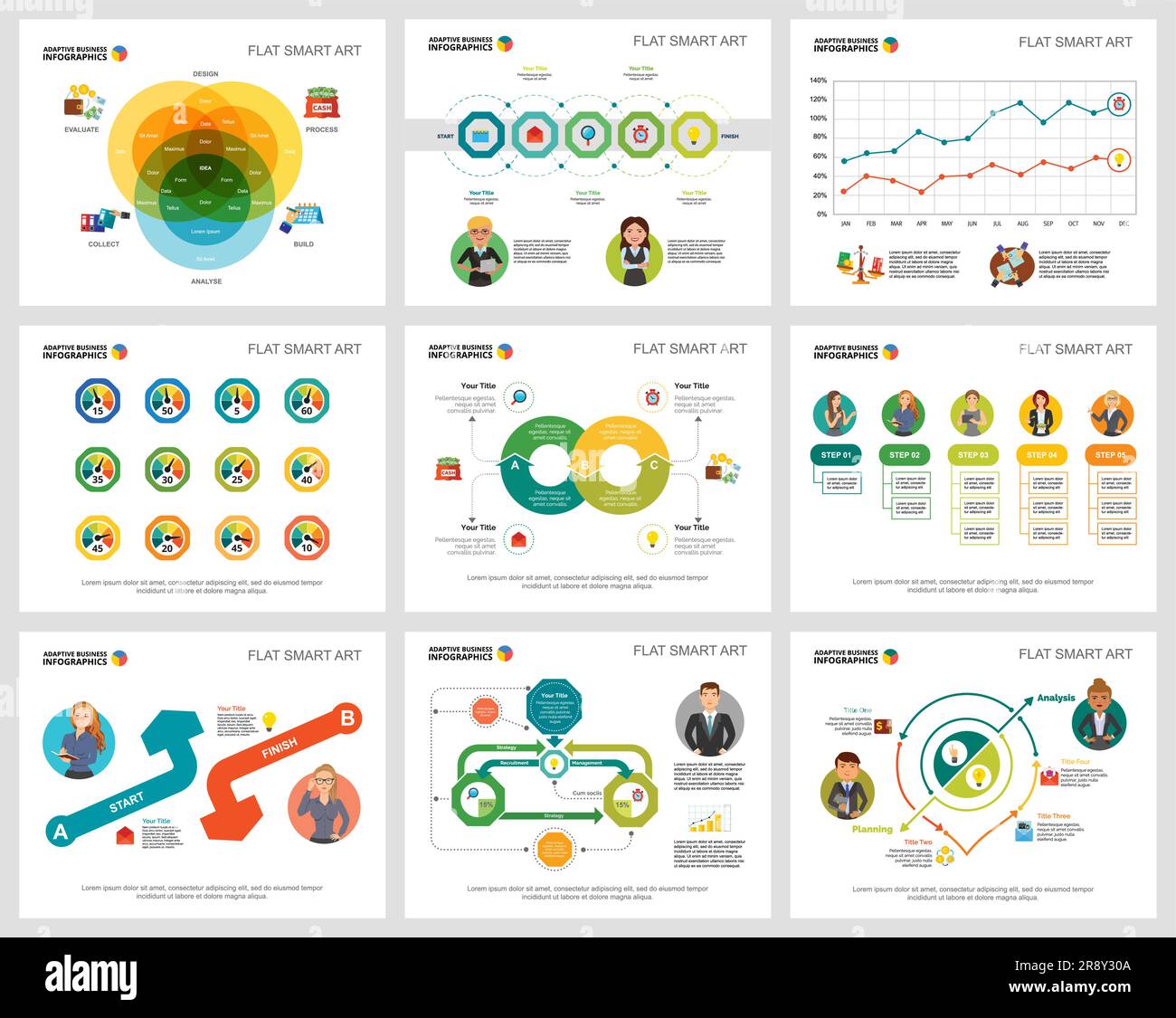 Colorful marketing or training concept infographic charts set Stock ...