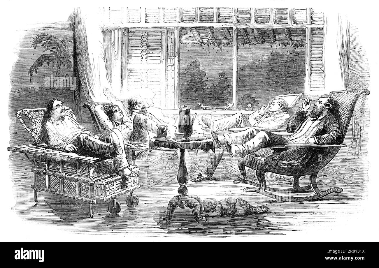 A Postprandial Scene at Manilla, 1857. Colonial types relaxing ...