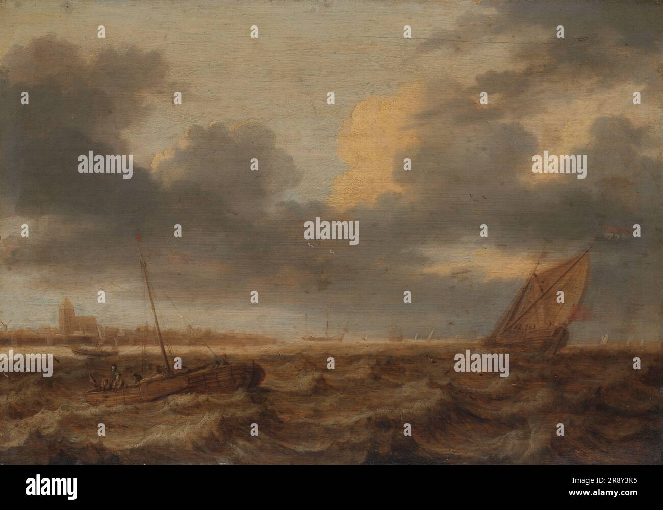 Fishing Boats in Choppy Waters, c.1630 Stock Photo - Alamy