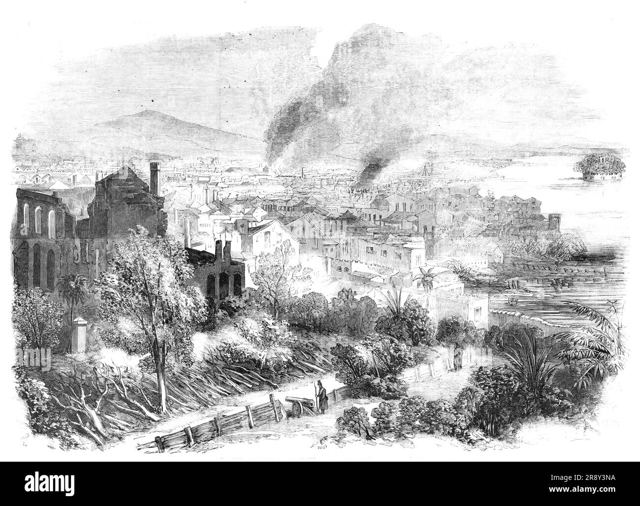 Canton and Part of the Suburbs, sketched during the Conflagration in ...