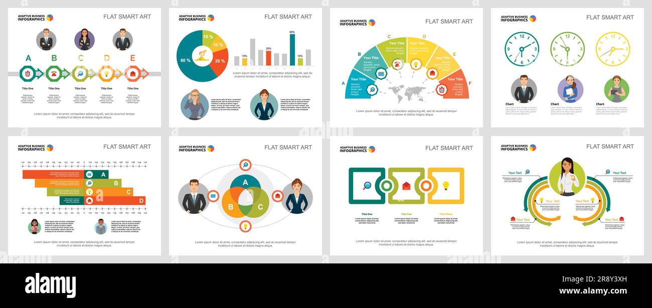 Colorful strategy or planning concept infographic charts set Stock ...