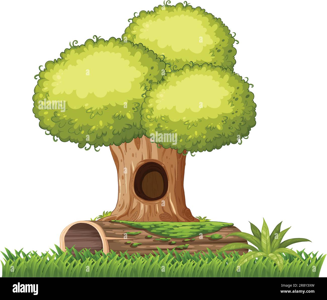 Simple tree cartoon isolated illustration Stock Vector Image & Art - Alamy