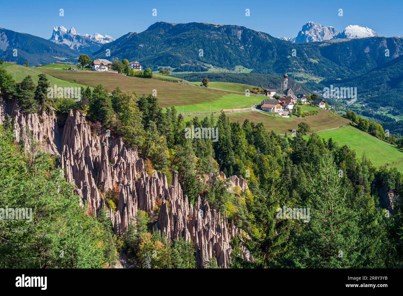 Earth Pyramides at Ritten, South Tyrol, Alto Adige, Italy, Summer Stock ...