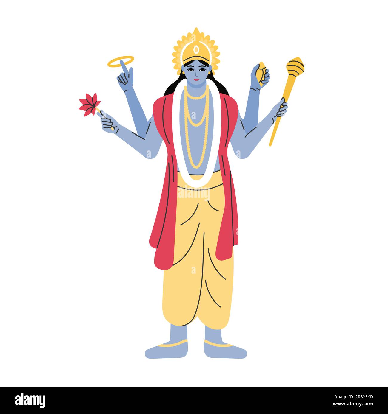 indian god lord vishnu. ethnic deity of Hinduism mythology. vector illustration design Stock ...