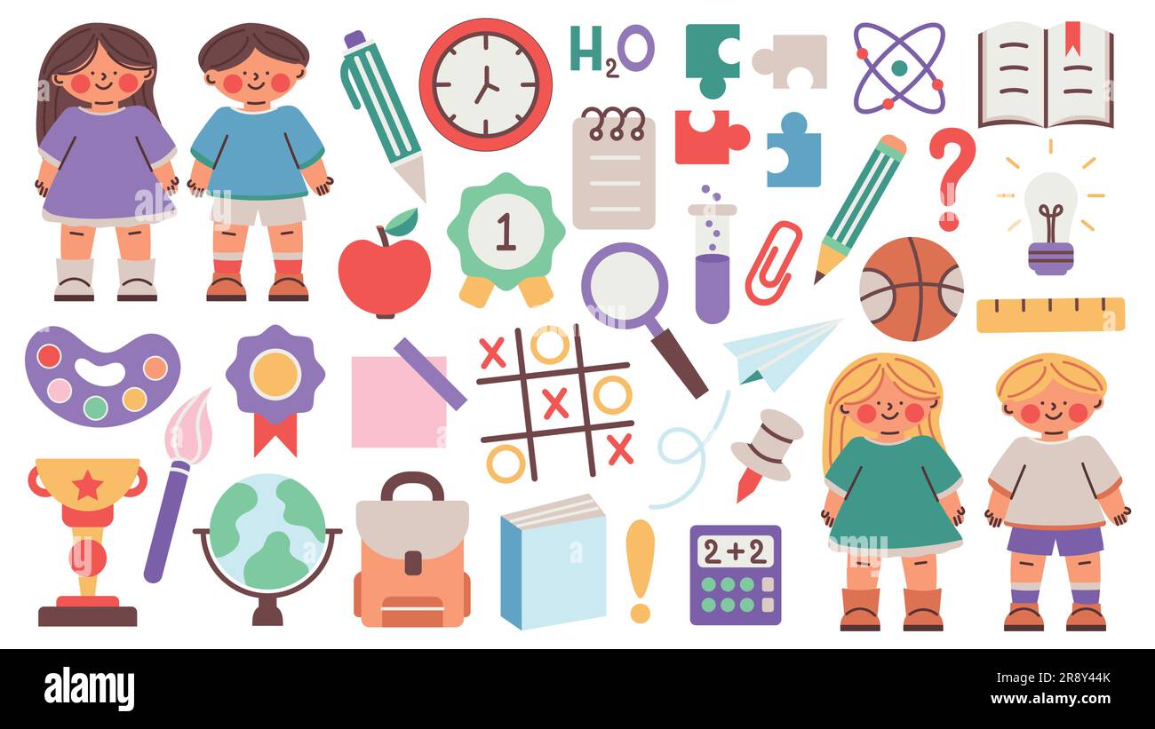 Back to school. A set of flat icons of stationery for studying at ...