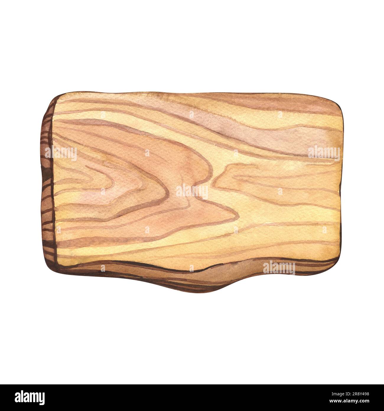 Watercolor wood plank board. Textured hand-drawn illustration isolated ...