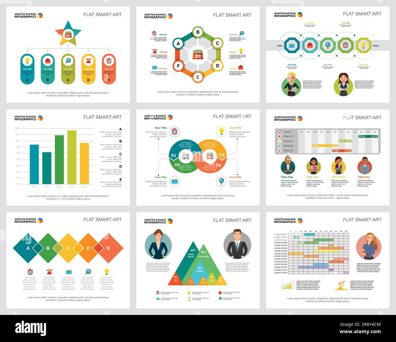 Colorful finance or training concept infographic charts set Stock ...