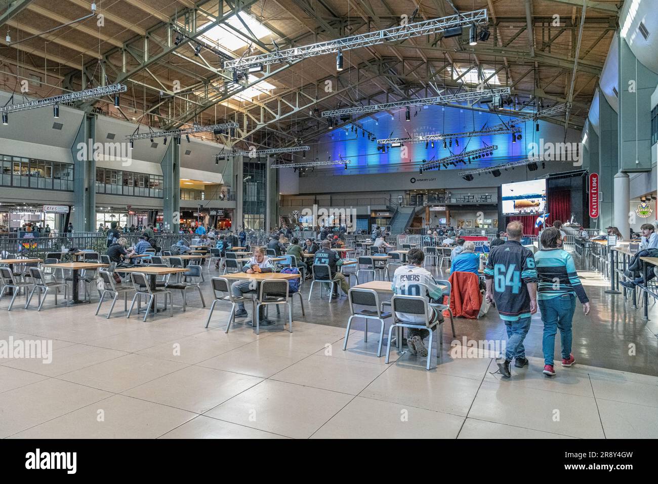 Inside The Seattle Center Armory on the day of a Seattle Kraken home ...