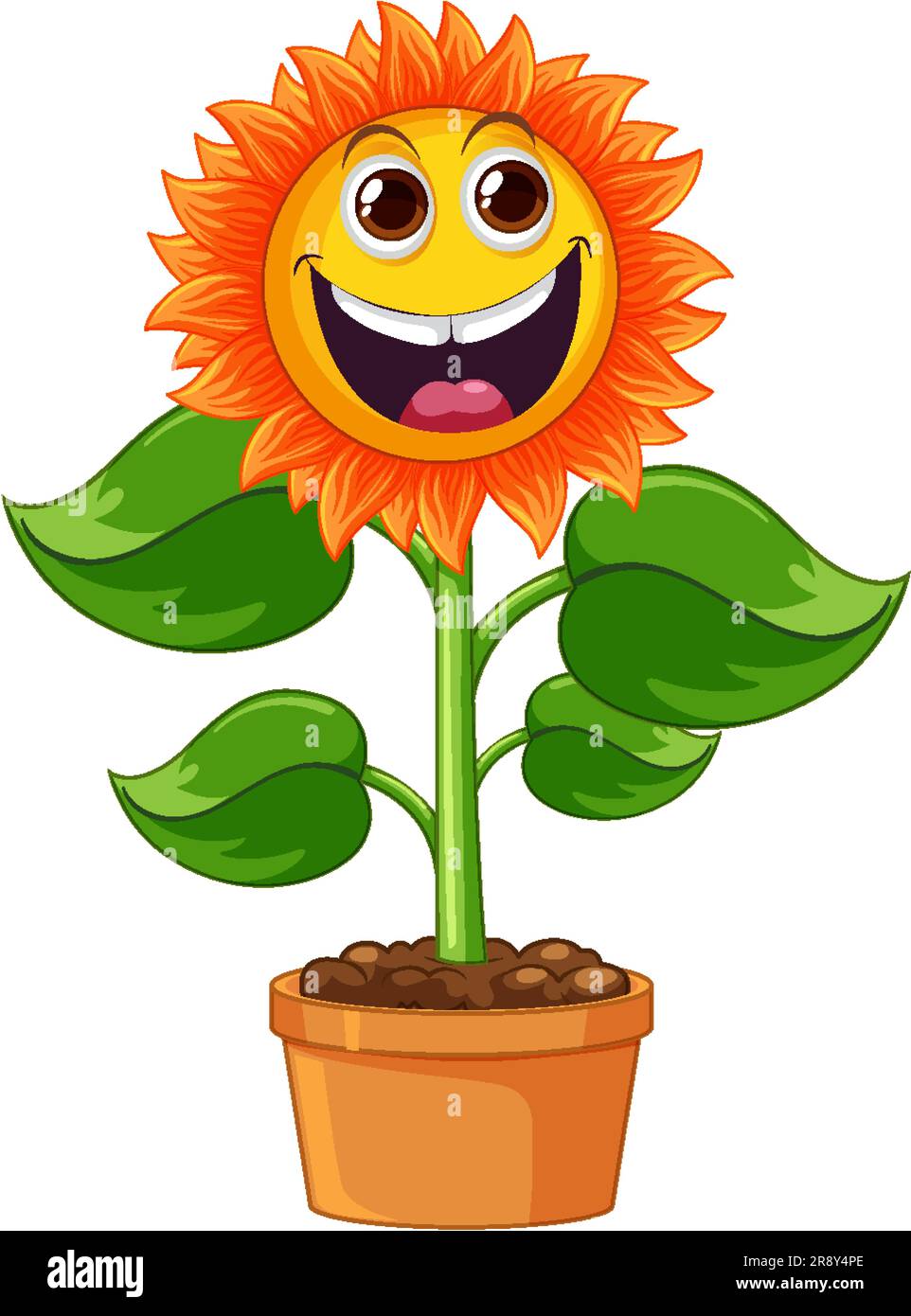 Sunflower plant in pot cartoon isolated illustration Stock Vector Image ...