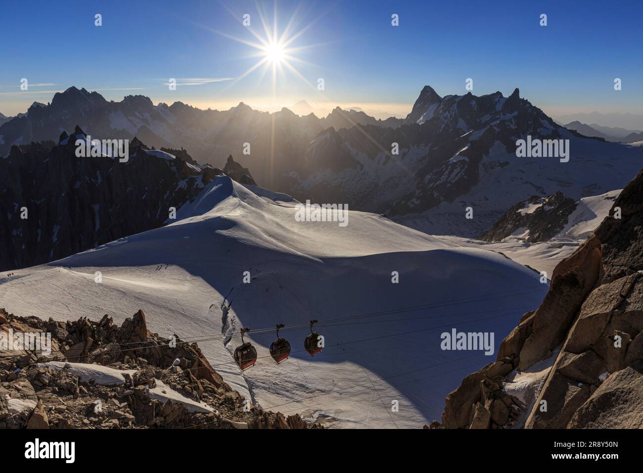 Cableway at Aiguilles du Midi, Mont Blanc Massif, French Alps, Chamonix ...