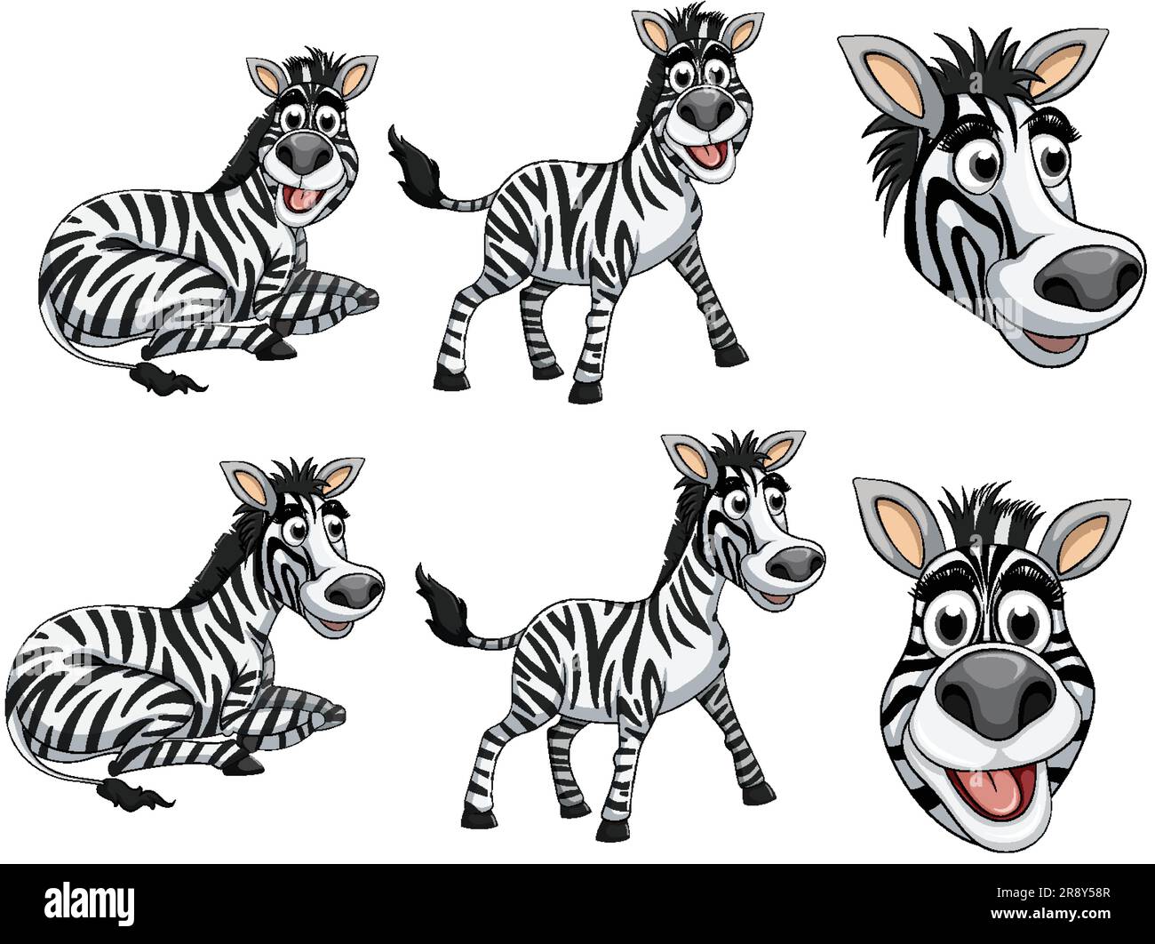 Set of zebra cartoon illustration Stock Vector Image & Art - Alamy