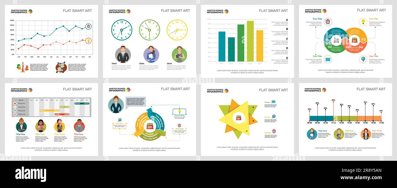 Colorful analytics or planning concept infographic charts set Stock ...