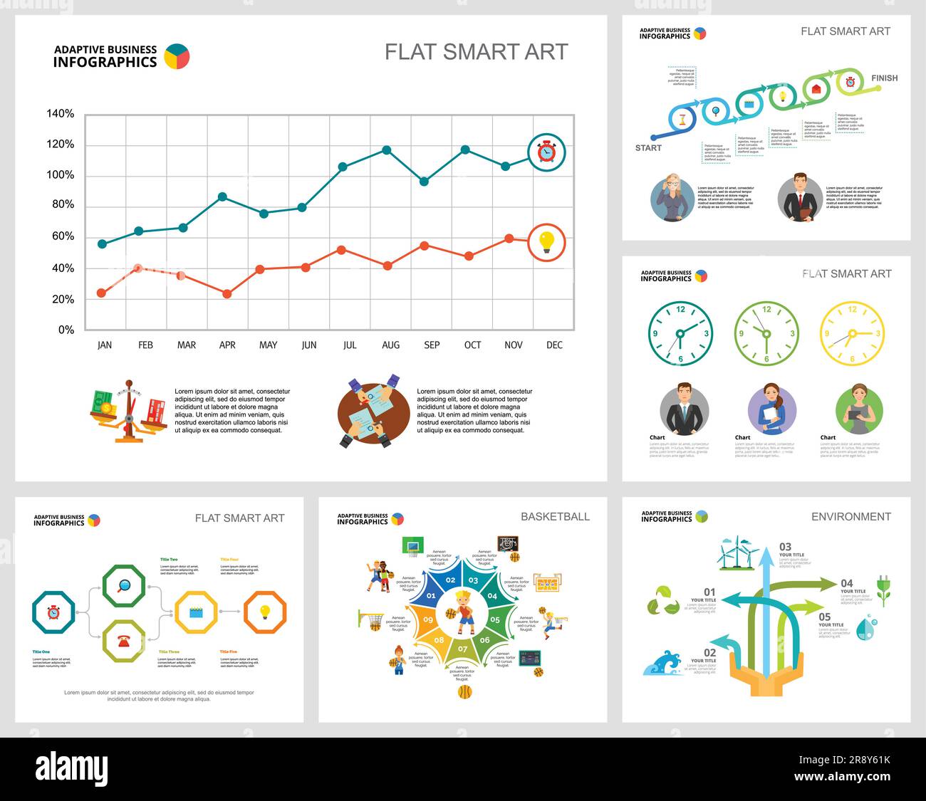 Colorful basketball and ecology concept infographic charts set Stock ...