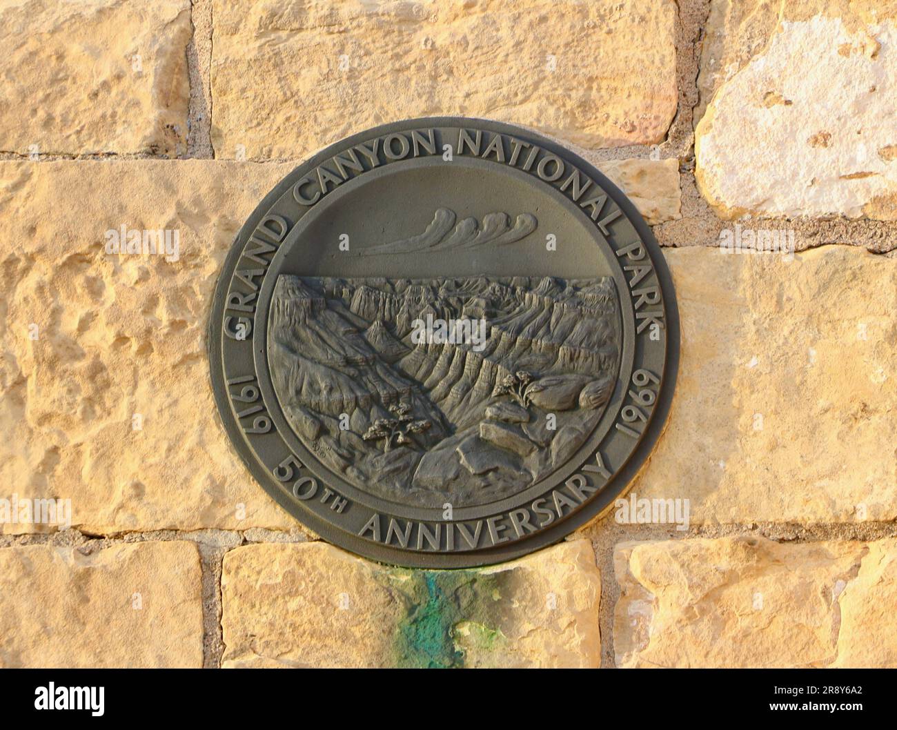 1919-1969 50th anniversary metal plaque at Powell Point Grand Canyon ...