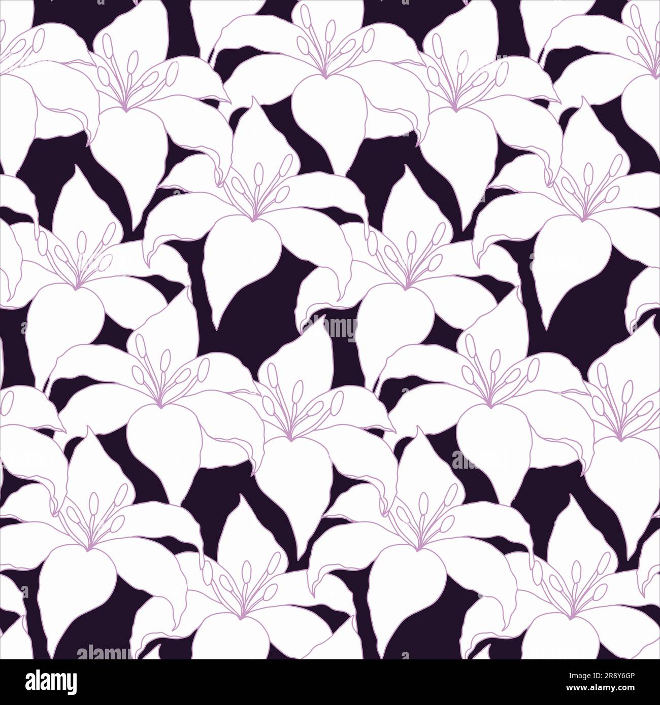 Seamless pattern. Lily flower hand drawing background Stock Vector ...