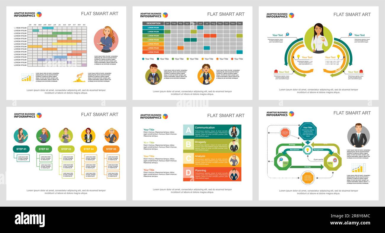 Colorful marketing or production concept infographic charts set Stock ...