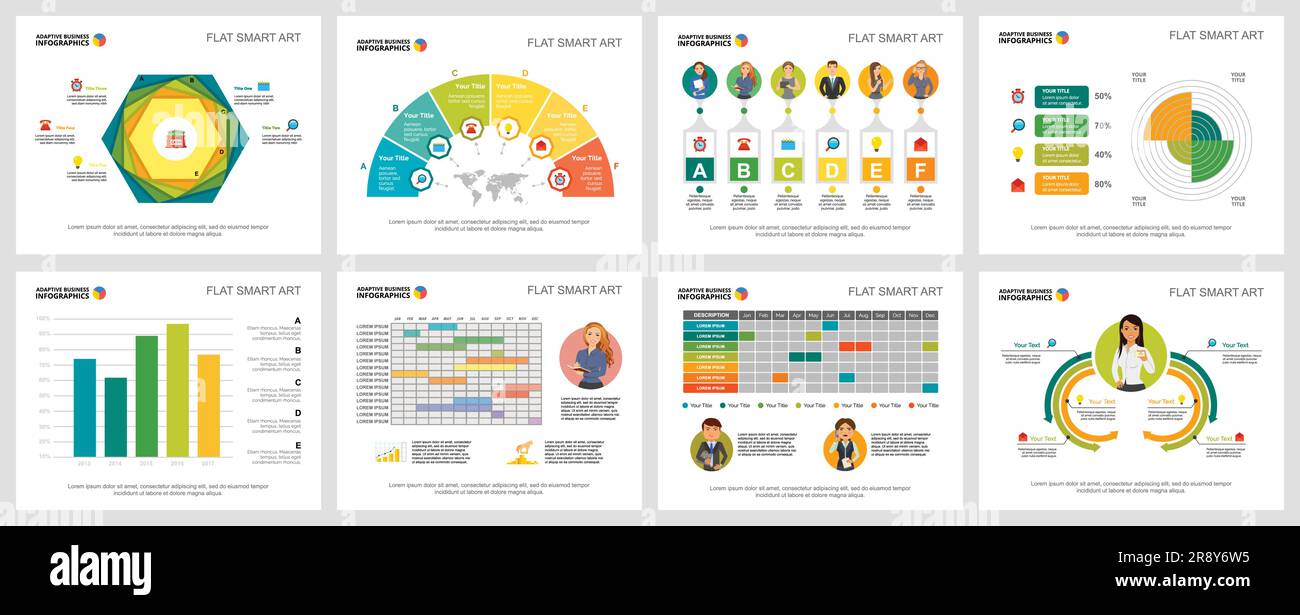 Colorful planning or strategy concept infographic charts set Stock ...