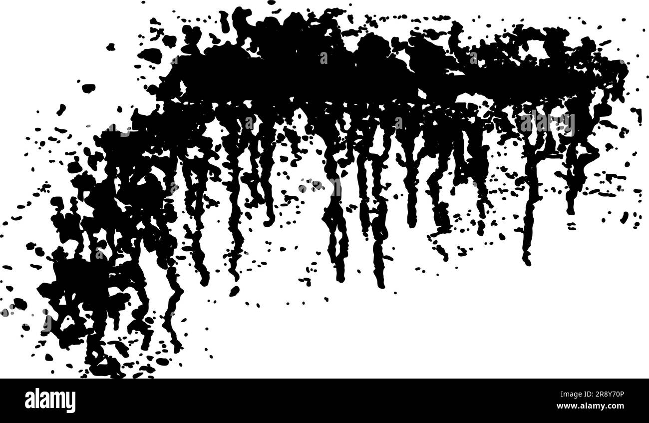 Black paint drip isolated on white background. Monochrome silhouette of ...