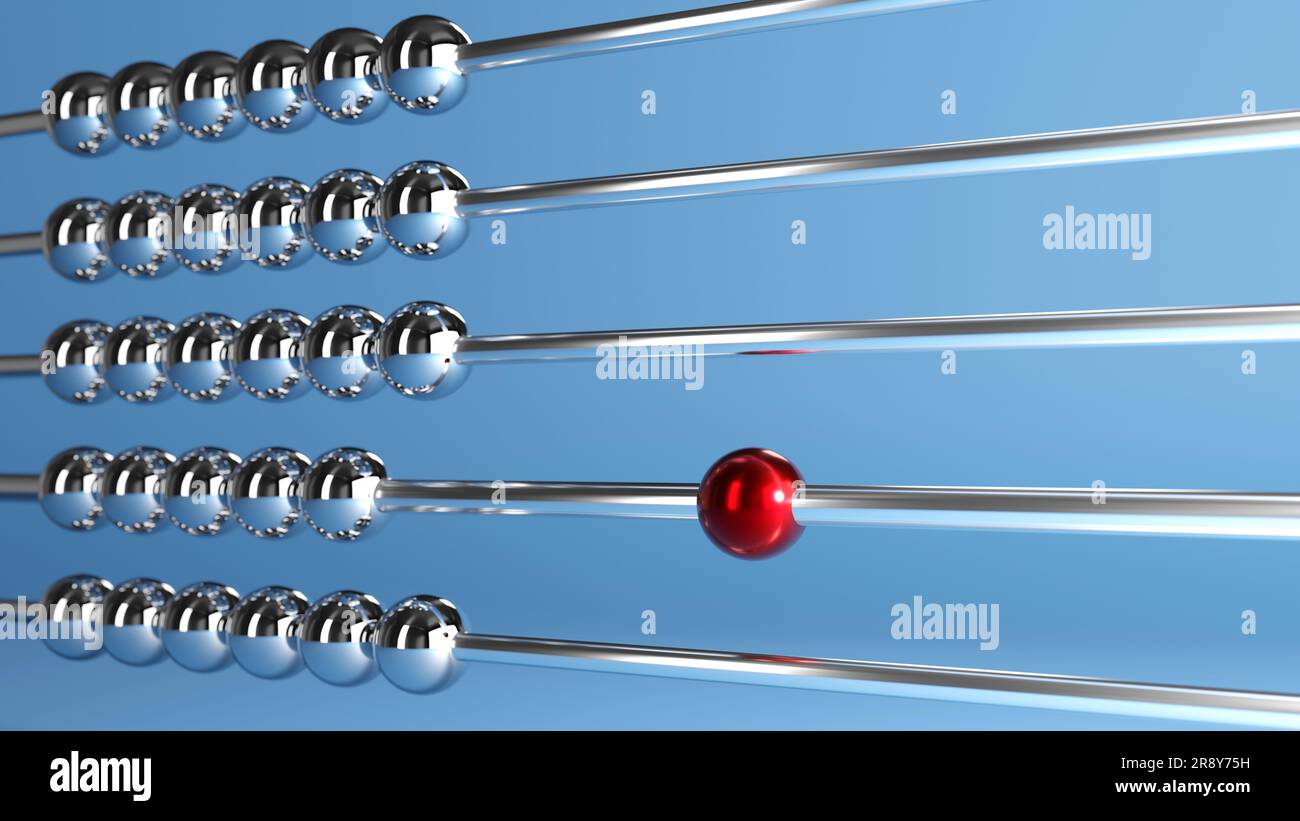 Red leader on blue background with abacus angeled view Stock Photo - Alamy