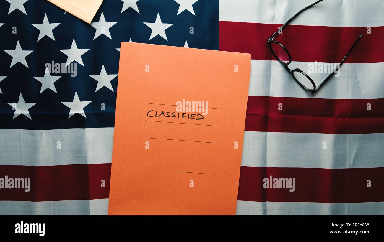 Folder With Classified Documents on Usa Flag Stock Photo - Alamy