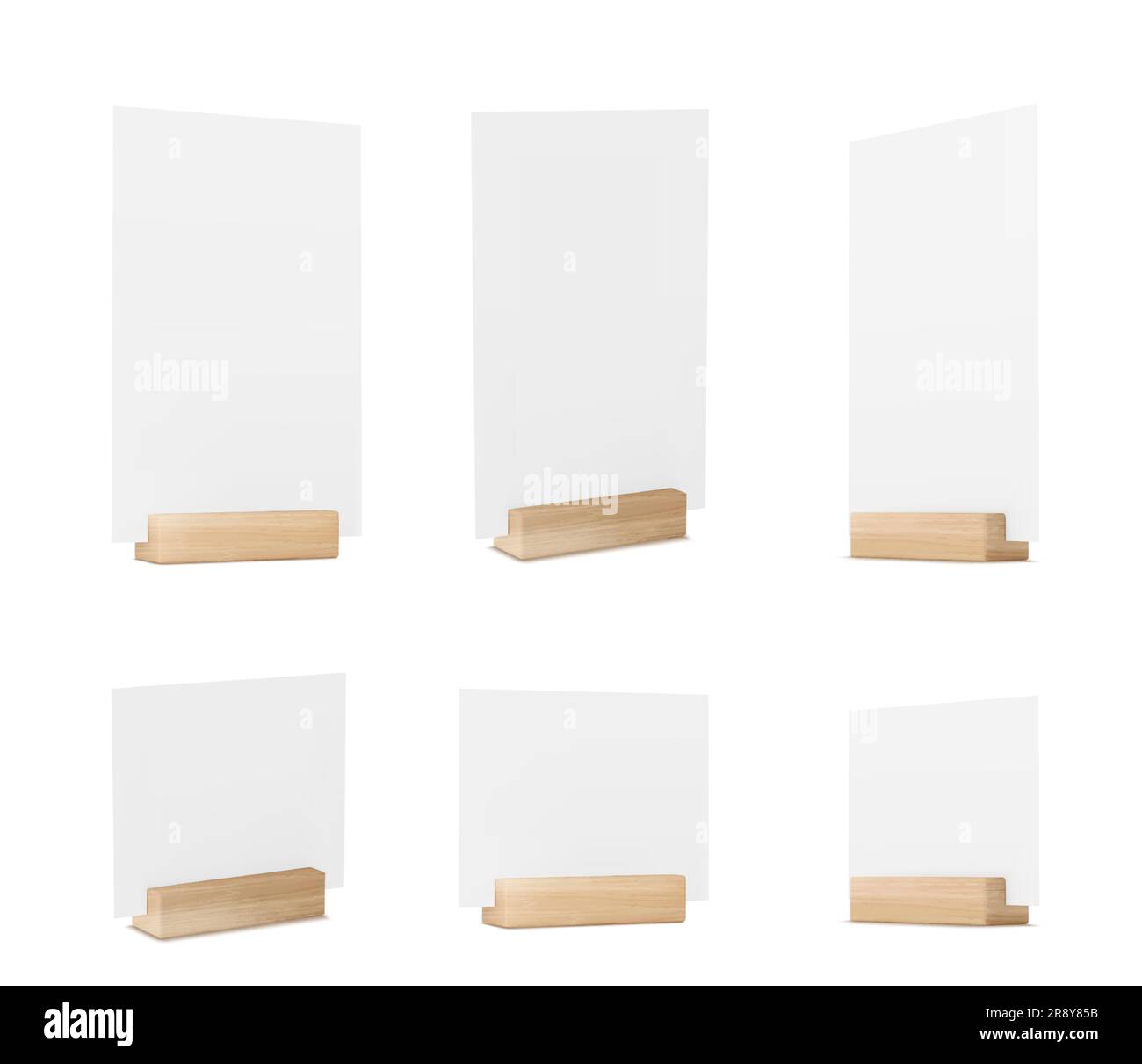 3d menu paper card stand holder for table mockup isolated. Blank a5 ...