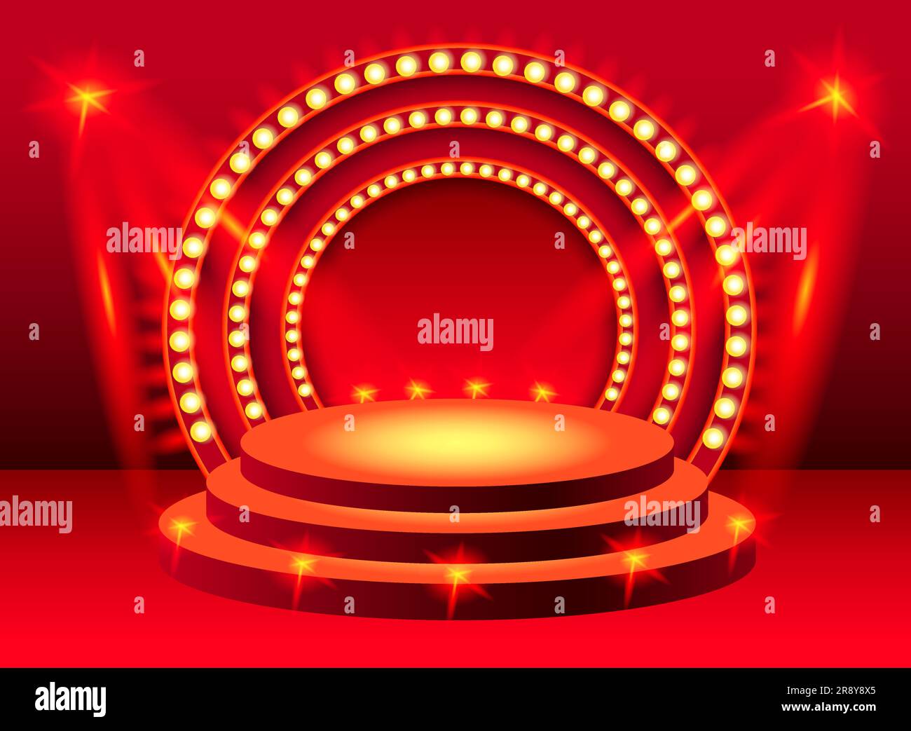 Round red stage podium with lighting Stock Vector Image & Art - Alamy