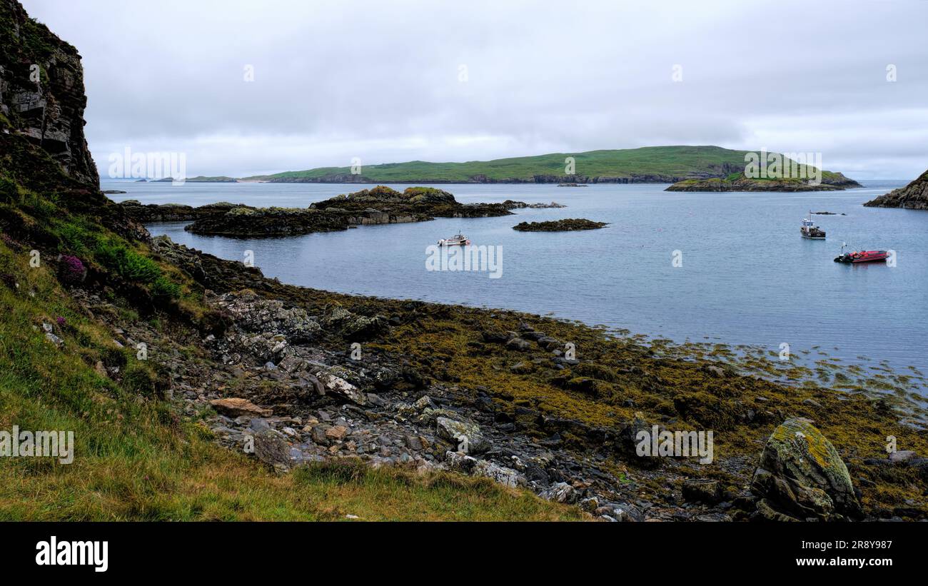 Port of Tarbet looking towards Handa Island Stock Photo - Alamy