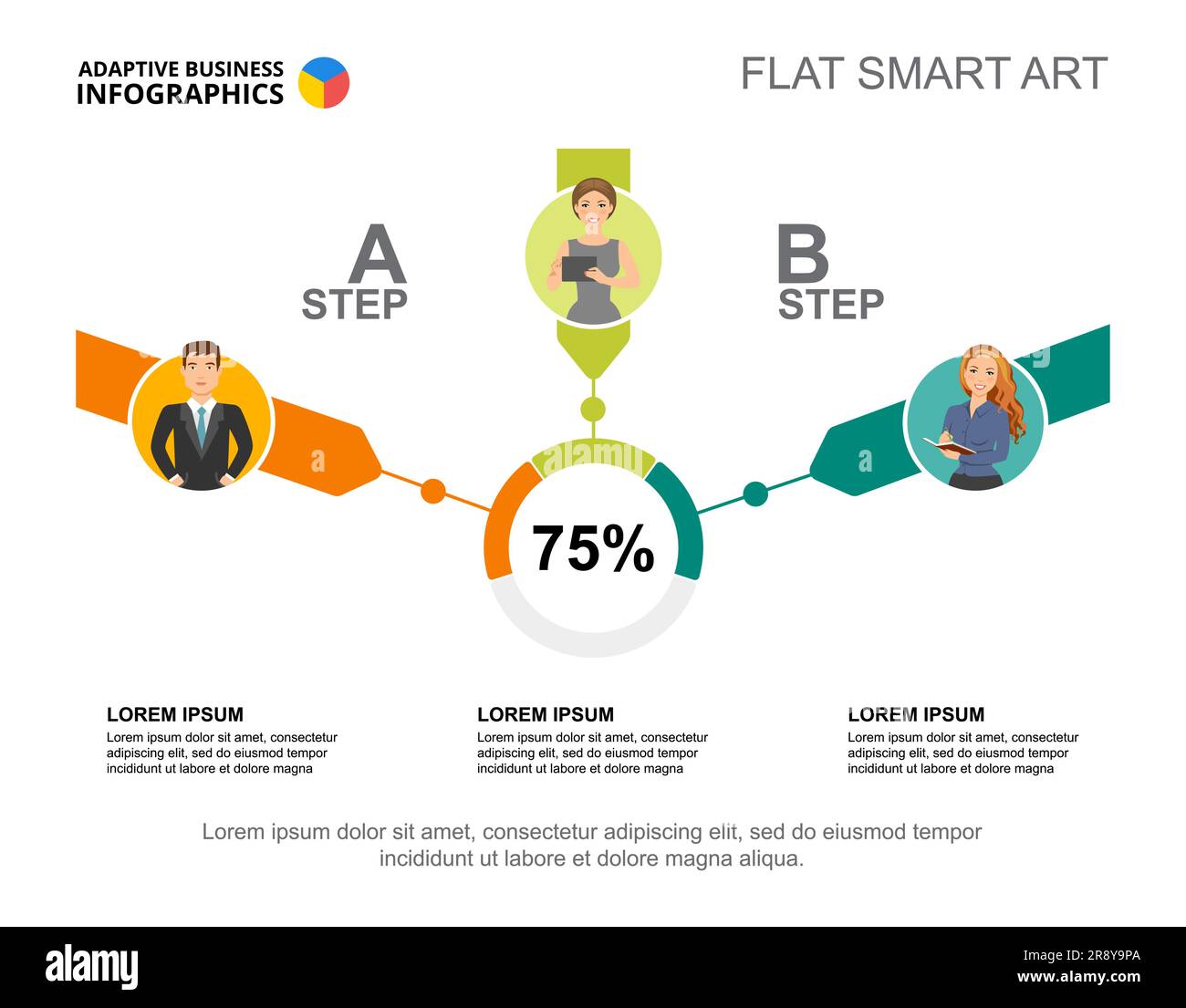 Two steps percentage chart template for presentation Stock Vector Image ...