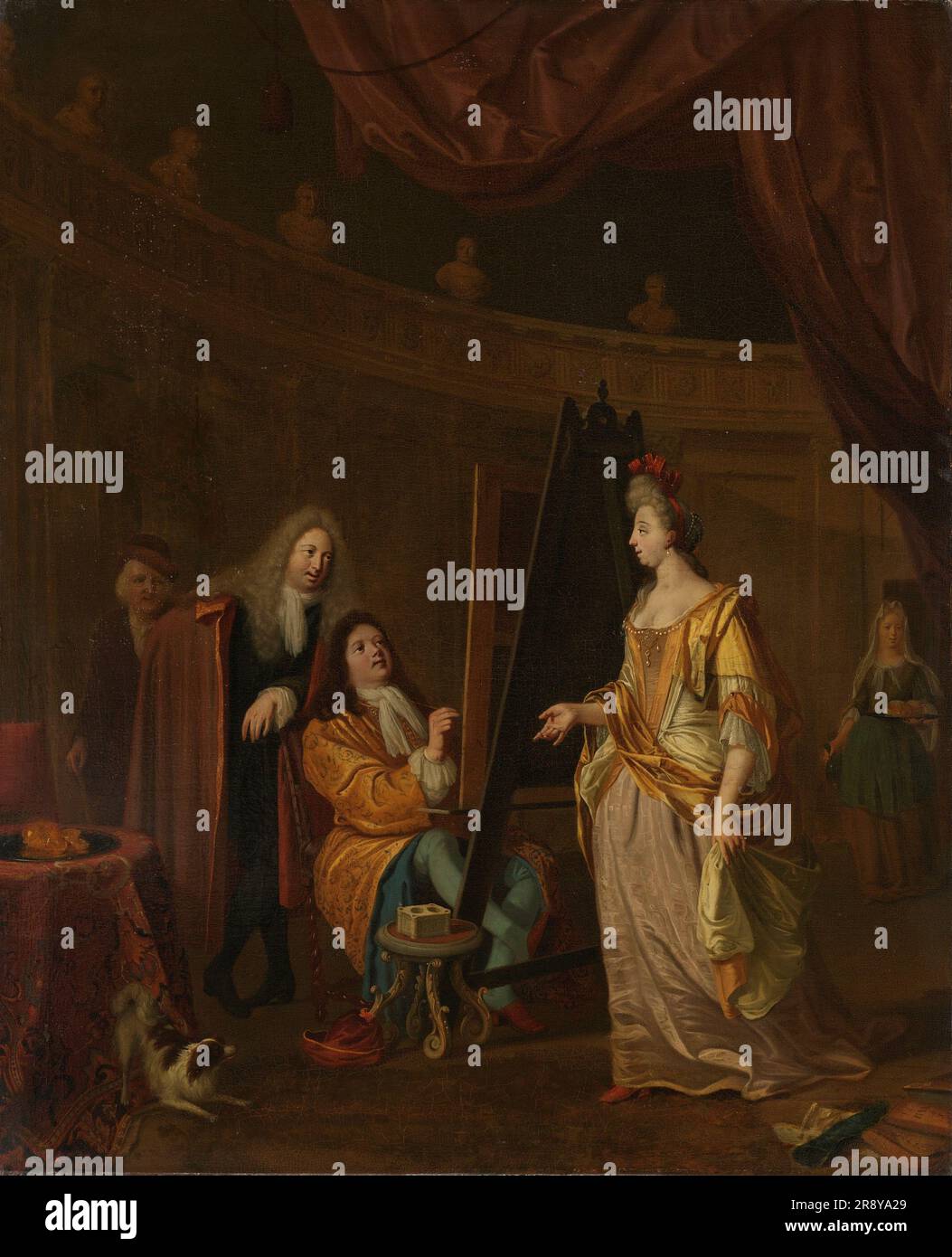 An Artist in his Studio, Painting the Portrait of a Lady, 1707 Stock ...