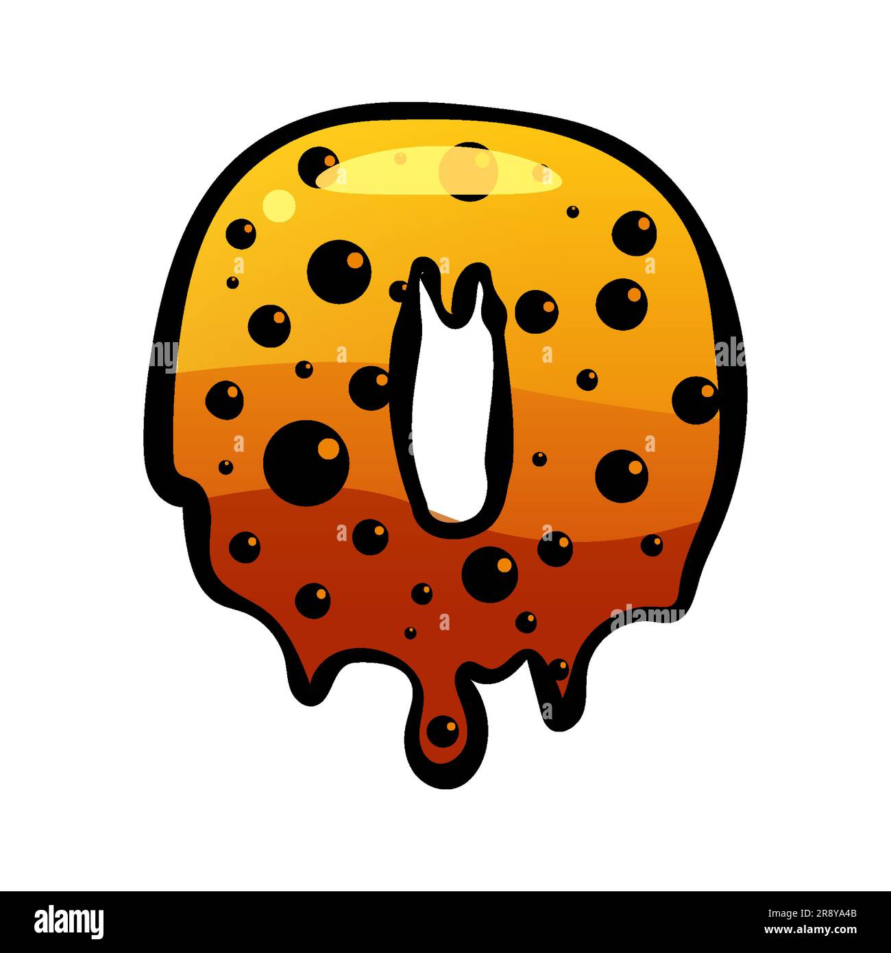 Halloween font number 0 latin alphabet. Orange bubbling colorful spooky ...