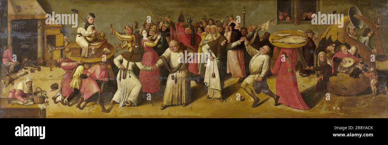 Battle between Carnival and Lent, c.1600-c.1620. A little man playing ...