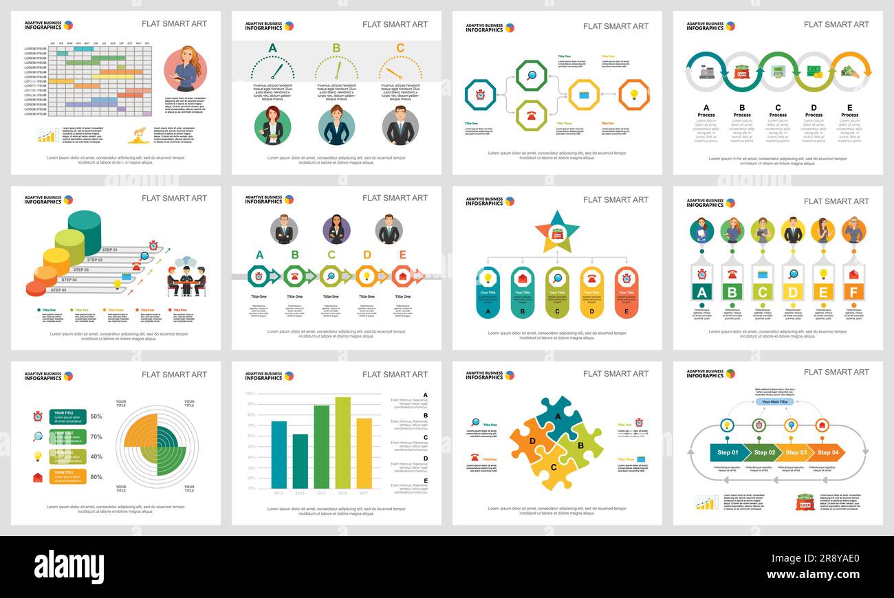 Colorful marketing or management concept infographic charts set Stock ...