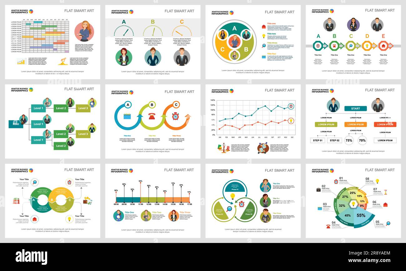 Colorful statistics or teamwork concept infographic charts set Stock ...