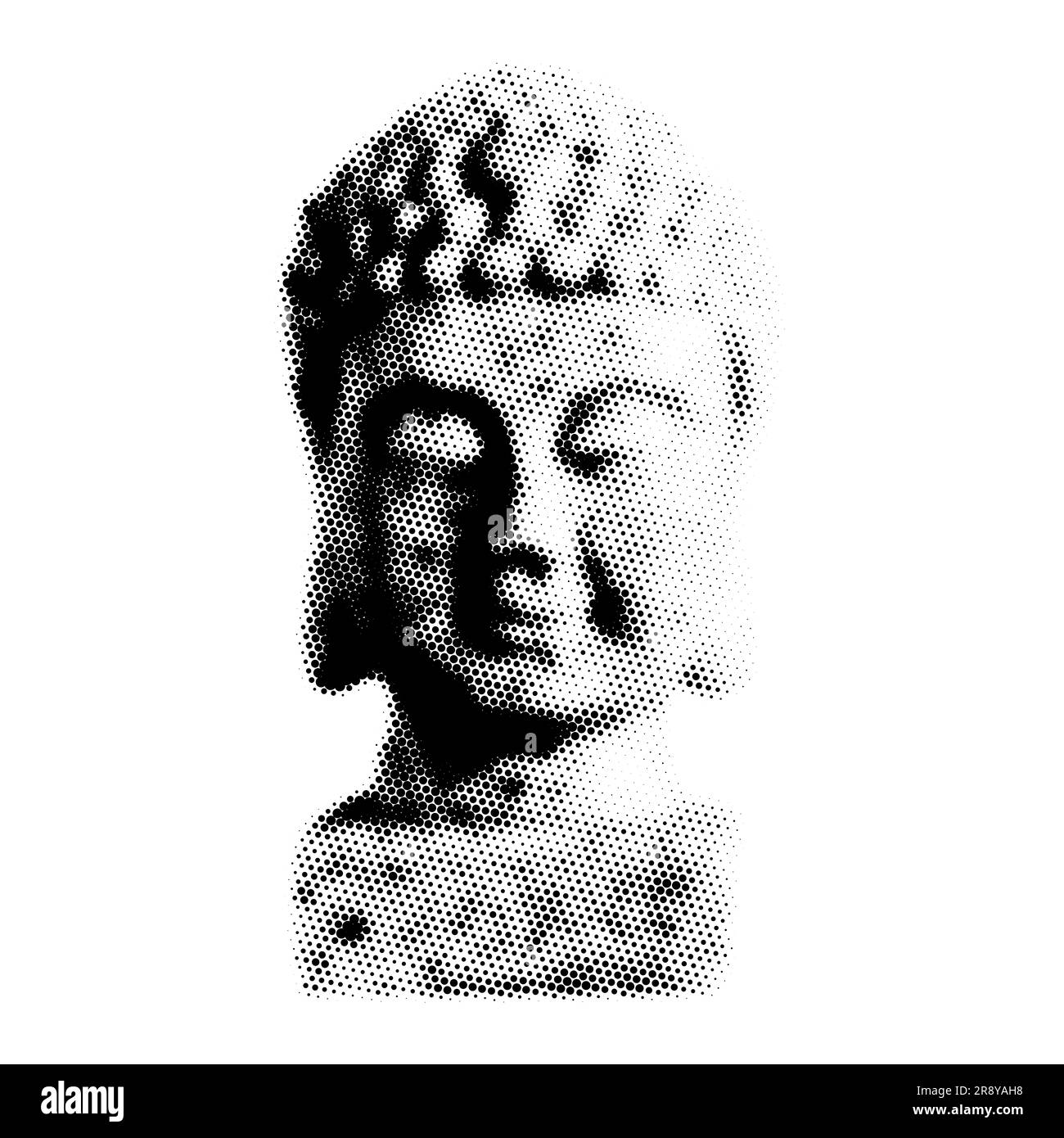 Halftone Greece modern statue. Collage design element in trendy ...