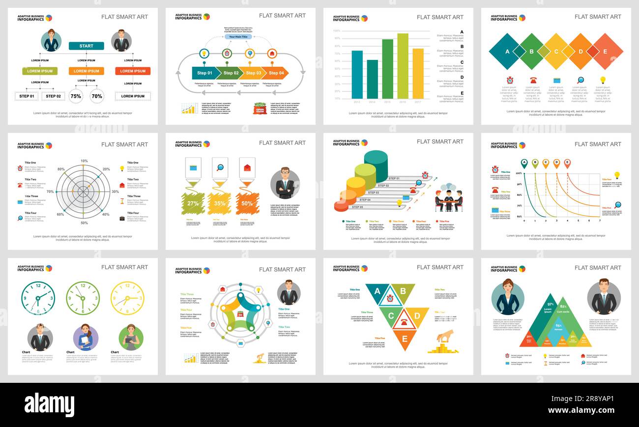 Colorful statistics and finance concept infographic charts set Stock ...