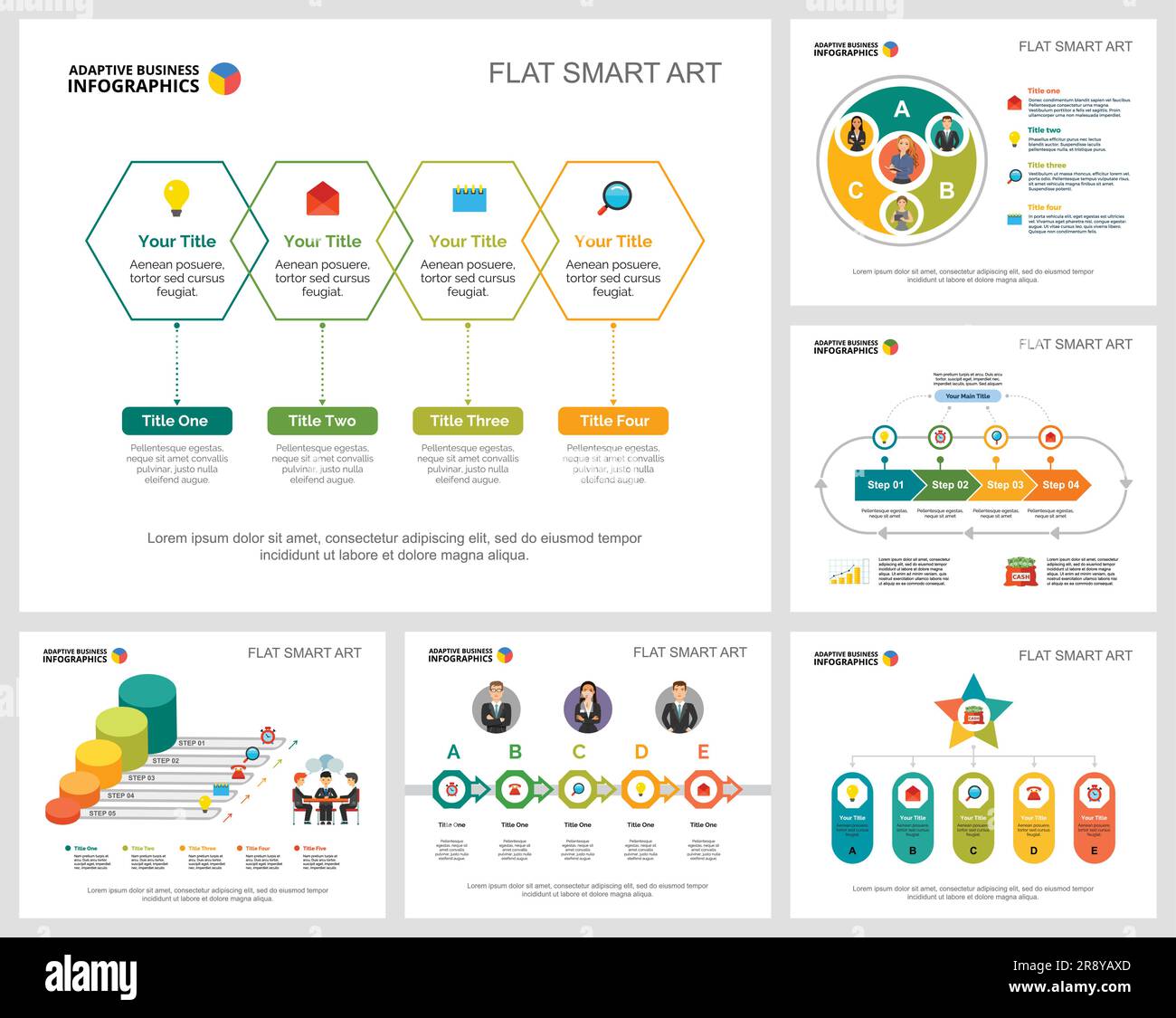 Colorful marketing or planning concept infographic charts set Stock ...