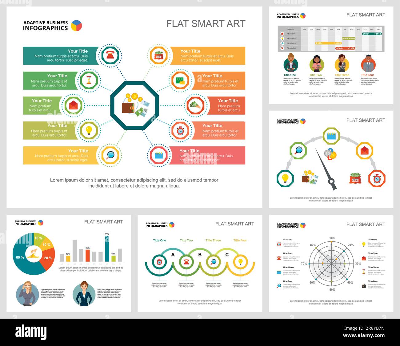 Colorful accounting or statistics concept infographic charts set Stock ...