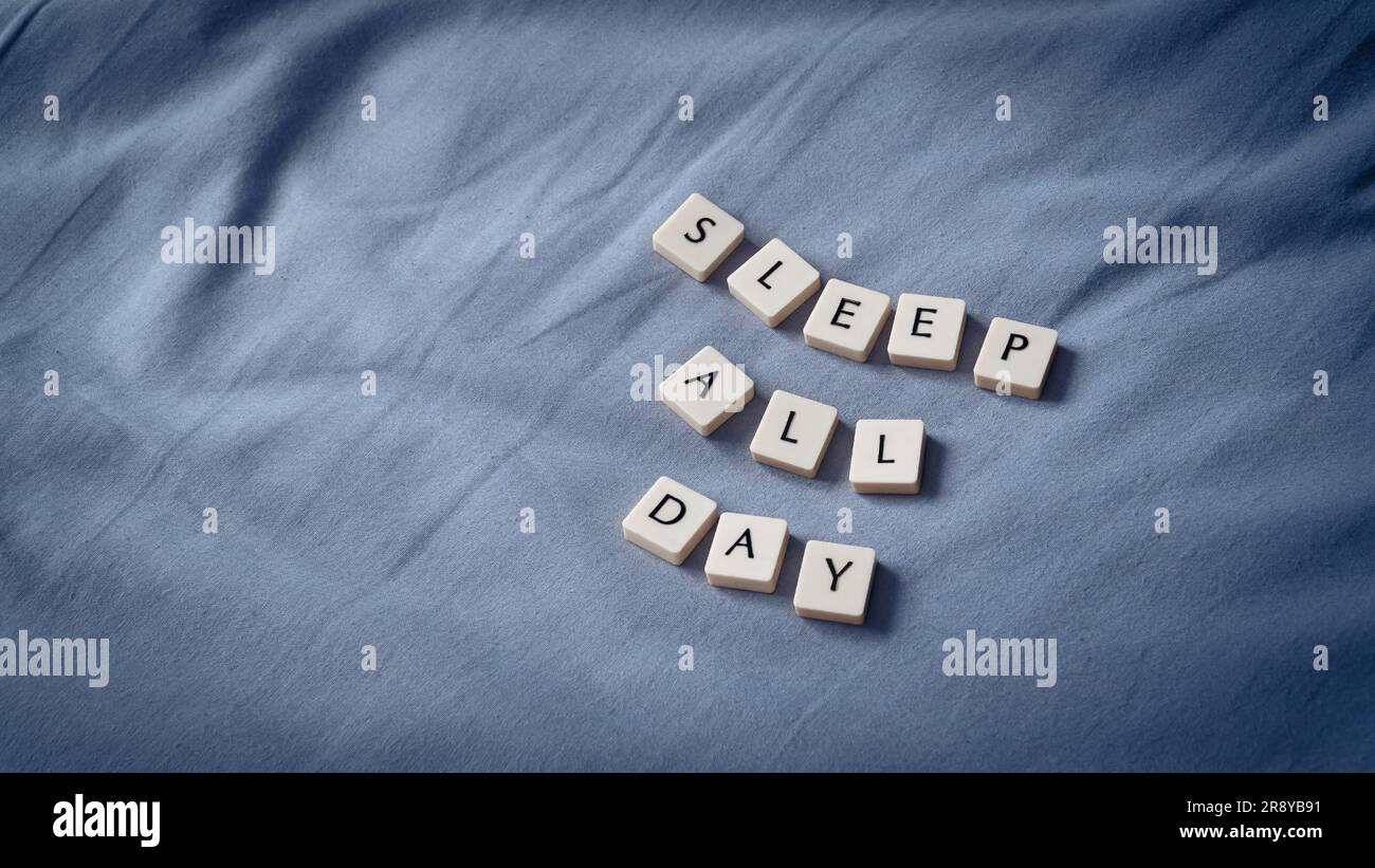 Sleep all day. Sleeping concept with sleeping mask and lettering. Copy ...