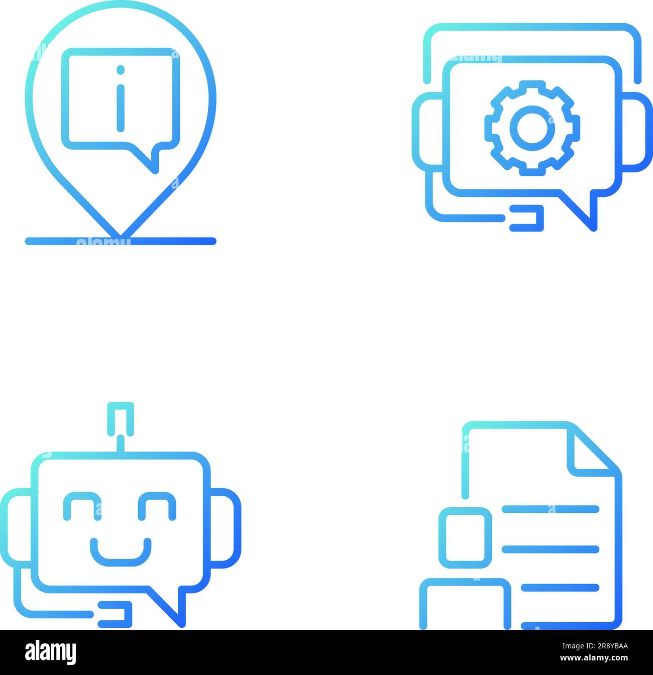 Chatbot info help pixel perfect gradient linear vector icons set Stock Vector Image & Art - Alamy