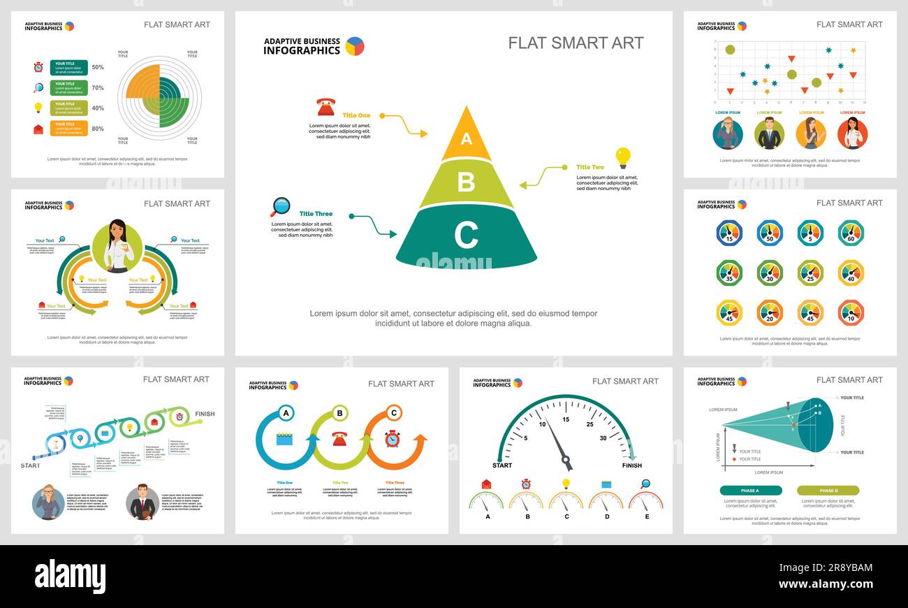 Colorful planning or strategy concept infographic charts set Stock ...