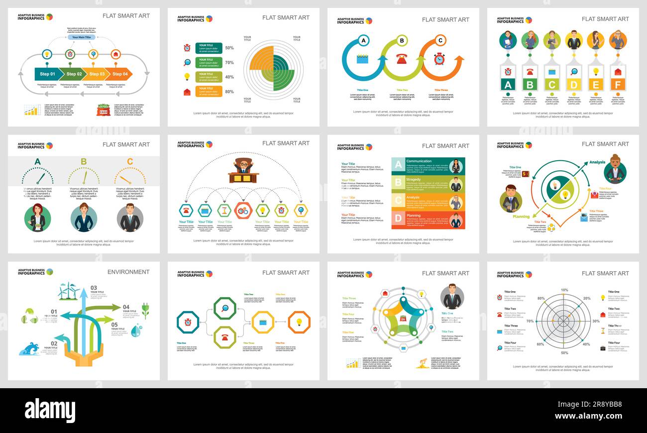 Colorful planning or economy concept infographic charts set Stock ...