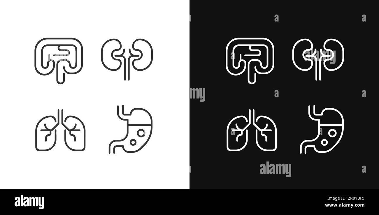 Human organs pixel perfect linear icons set for dark, light mode Stock ...