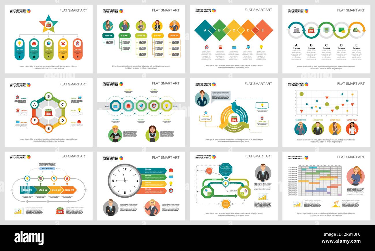 Colorful management or planning concept infographic charts set Stock ...