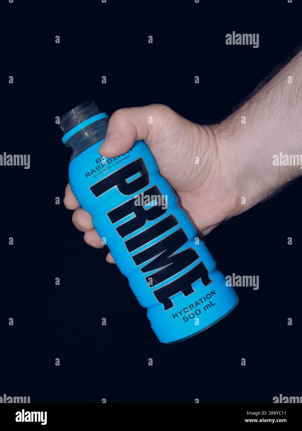 Bottle of Prime Hydration Energy Drink Blue Raspberry. Popular beverage ...