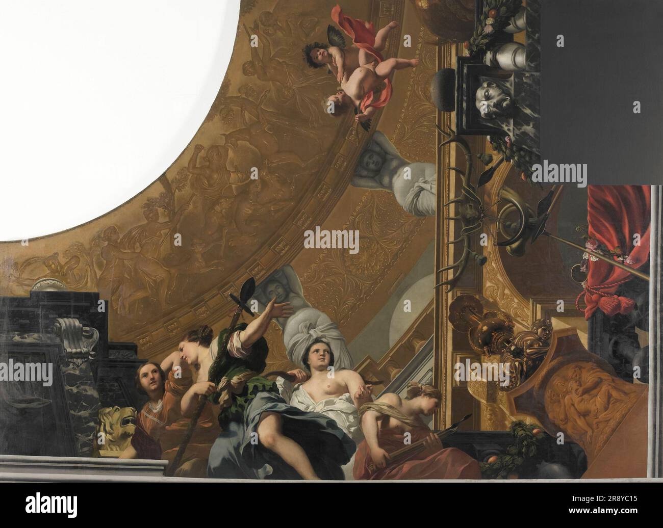 Ceiling painting of mythological figures, c.1676-c.1682. Lower right ...